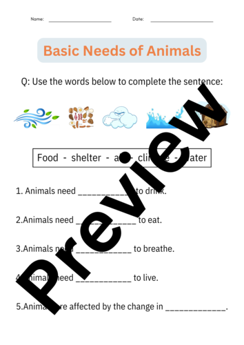 Basic Needs of Animals Activities - Taking Care of Animals Worksheet ...
