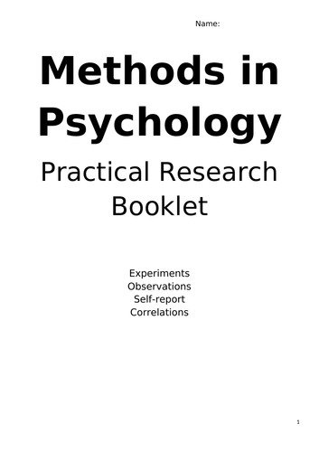 Research Methods Practical Activity Booklet - OCR A-level Psychology ...