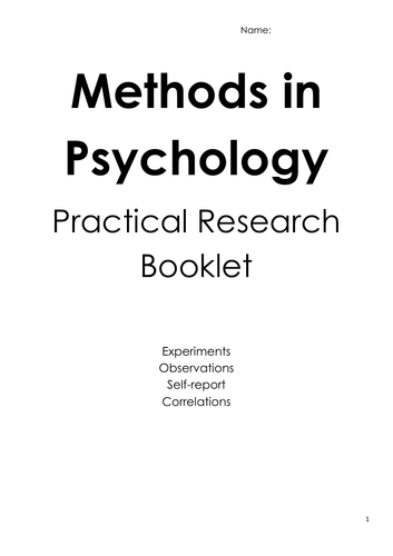 Research Methods Practical Activity Booklet - OCR A-level Psychology ...