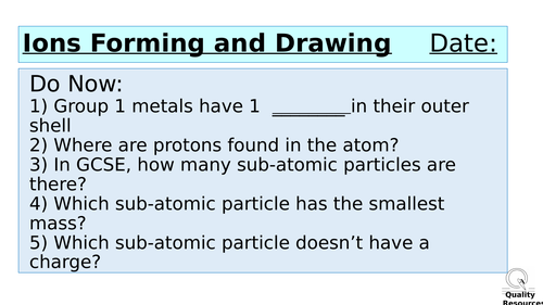 GCSE Ionic Formula Complete Lesson | Teaching Resources