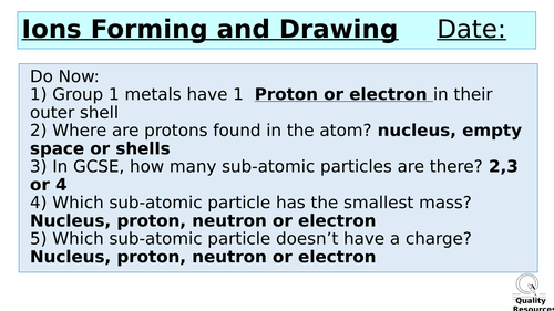 SEN/Low Ability GCSE Ionic Formula Complete Lesson | Teaching Resources