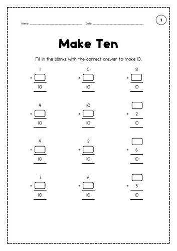 Mastering Addition: 'Making Ten' Worksheets– Enhancing Foundational ...