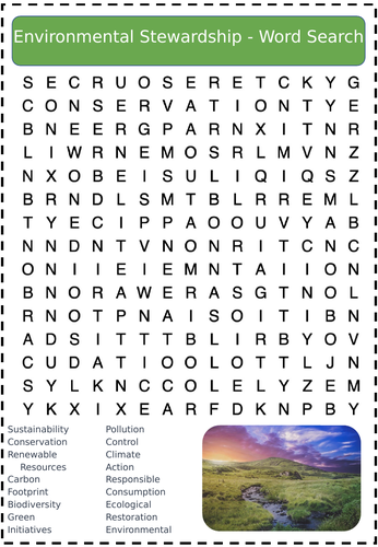 Environmental Stewardship - Word Search | Teaching Resources