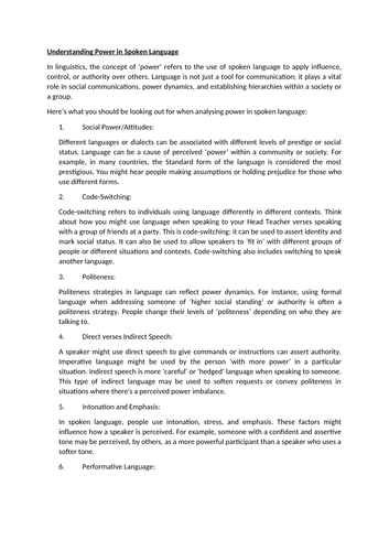 Spoken Language A Level OCR unit of work fully resourced | Teaching ...