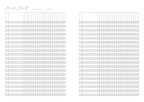 Marksheet - Gradebook - Printable or Digital PDF | Teaching Resources