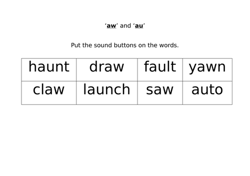 au/aw words | Teaching Resources