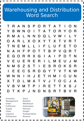 Warehousing and Distribution - Word Search | Teaching Resources