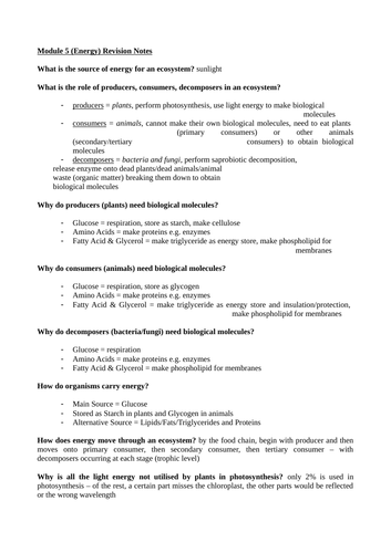 AQA A LLEVEL BIOLOGY REVISION SHEETS FULL SPECIFICATION | Teaching ...
