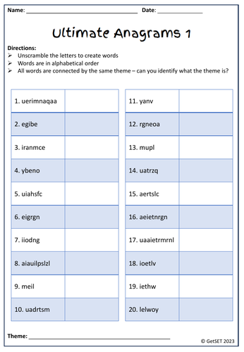 English Anagrams | Teaching Resources