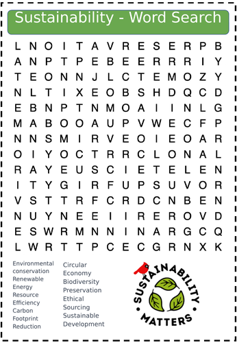 Sustainability - Word Search | Teaching Resources