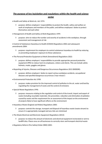 T Level Health and Midwifery A03 Health and safety | Teaching Resources