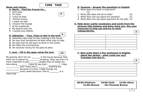 Home and Chores - French Bubble Sheets - Reading and Writing | Teaching ...