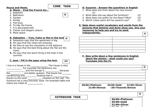 House and Home - French Bubble Sheets - Reading and Writing | Teaching ...