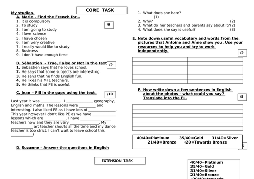 My studies - French Bubble Sheets - Reading and Writing | Teaching ...