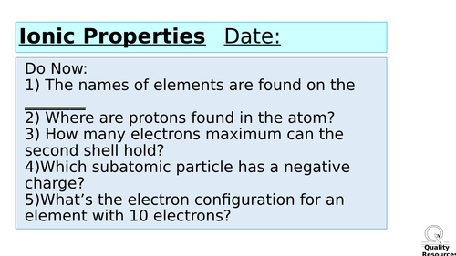 GCSE Ionic Compound Properties Complete Lesson | Teaching Resources