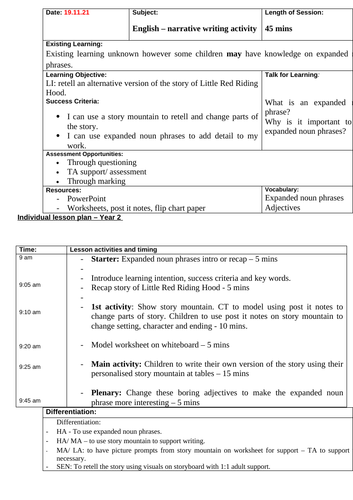 Year 2 Creative writing lesson = LI: retell an alternative version of ...