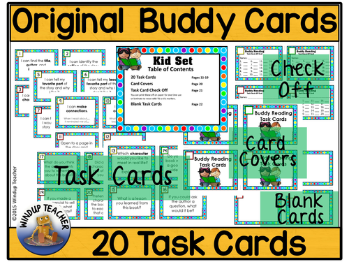 Buddy Reading Center Task Cards ELA Story Element Center Activity with ...
