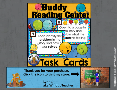 Buddy Reading Center Task Cards ELA Story Element Center Activity with ...