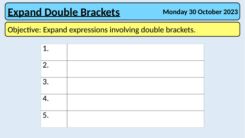 Expand Expressions (Double Brackets) | Teaching Resources