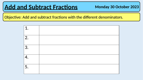 Add & Subtract Fractions | Teaching Resources