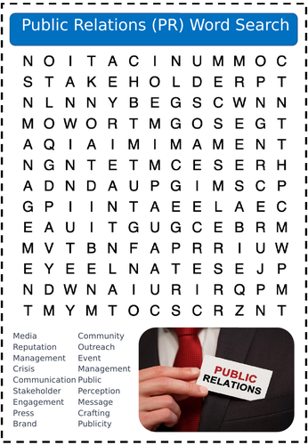 Public Relations (PR) - Word Search | Teaching Resources