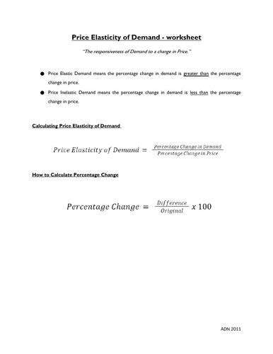 PED (Price elasticity of demand) Economics Lesson IGCSE | Teaching ...