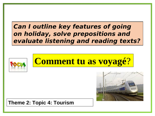 FRENCH GCSE TOURISM TRAVEL AND TRANSPORT | Teaching Resources