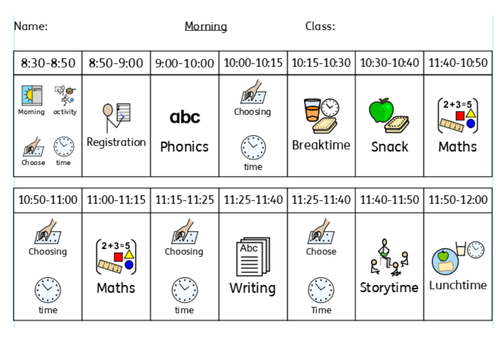 SEN Daily Timetable | Teaching Resources