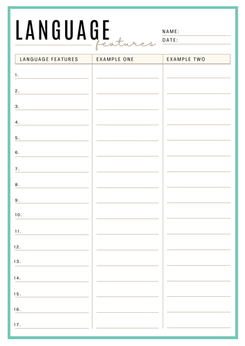 Language Features Examples | Teaching Resources
