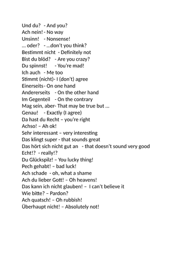 German - speaking phrases to help you to your partner | Teaching Resources