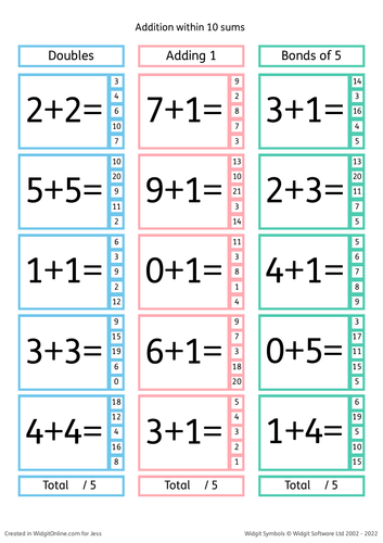 SEND Maths-Addition within 10 Worksheets | Teaching Resources