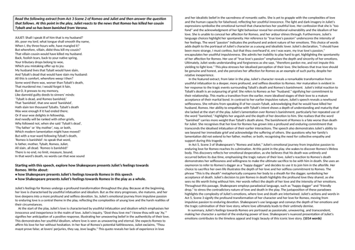 Romeo and Juliet Grade 9 Model Responses | Teaching Resources