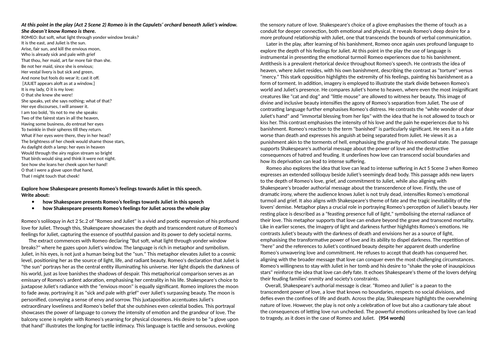 Romeo and Juliet Grade 9 Model Responses | Teaching Resources