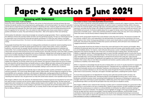 Paper 2 Question 5 Exemplars | Teaching Resources