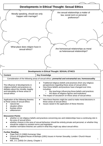 Sexual Ethics - WHOLE UNIT! (A-Level RS OCR) | Teaching Resources