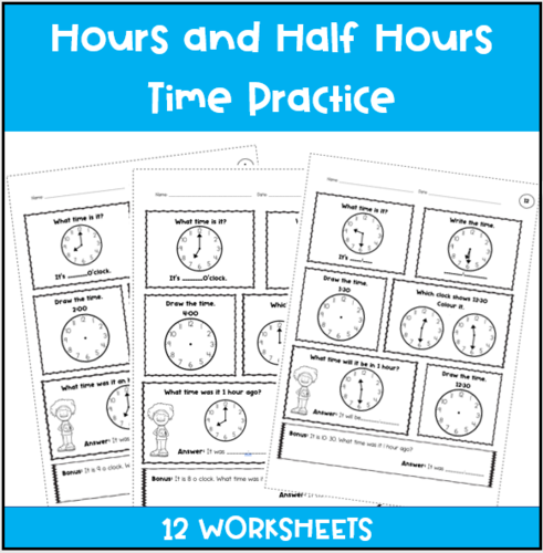 Time to Hours and Half-Hours: Read, Draw, and Write Activity | Teaching ...