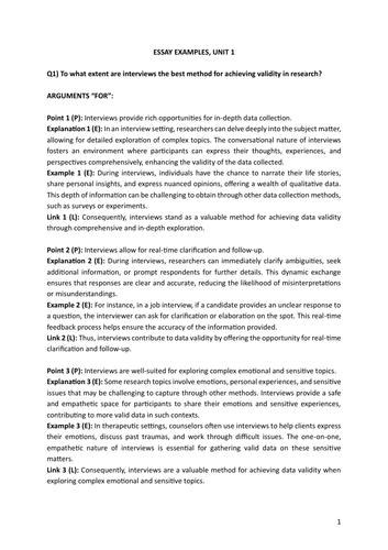 Igcse Sociology Unit 1 Essay Examples 2 Teaching Resources