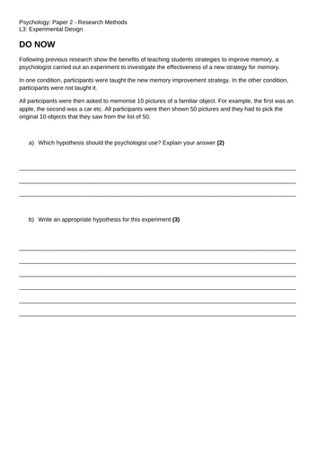 L4: Experimental Design - Research Methods (Full Lesson + Practical ...