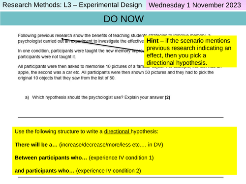 L4: Experimental Design - Research Methods (Full Lesson + Practical ...