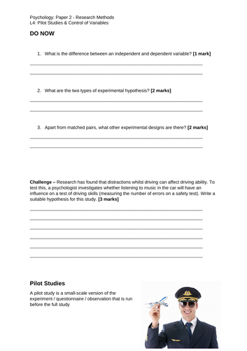 L6: Pilot Studies / Control Of Variables - AQA Psychology - Research ...