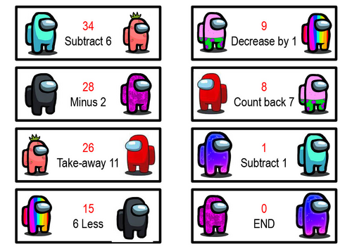 Among Us Themed Subtraction Activities | Teaching Resources