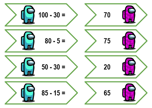 Among Us Themed Subtraction Activities | Teaching Resources