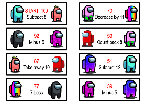 Among Us Themed Subtraction Activities | Teaching Resources