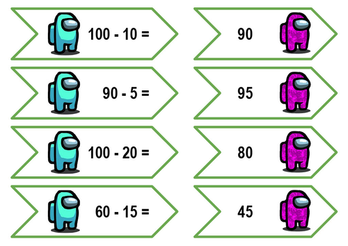 Among Us Themed Subtraction Activities | Teaching Resources