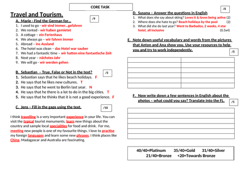 Travel and Tourism - German Bubble Sheets - Reading and Writing ...
