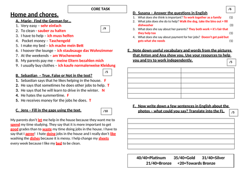 Home and chores - German Bubble Sheets - Reading and Writing | Teaching ...