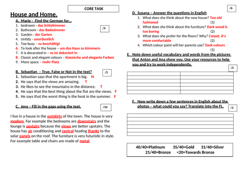 House and home - German Bubble Sheets - Reading and Writing | Teaching ...