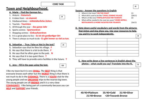 Town and neighbourhood - German Bubble Sheets - Reading and Writing ...