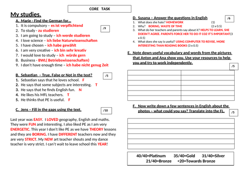 My studies - German Bubble Sheets - Reading and Writing | Teaching ...