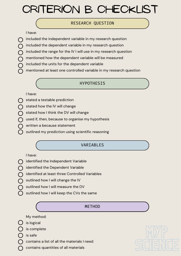 MYP Criterion B Checklist | Teaching Resources